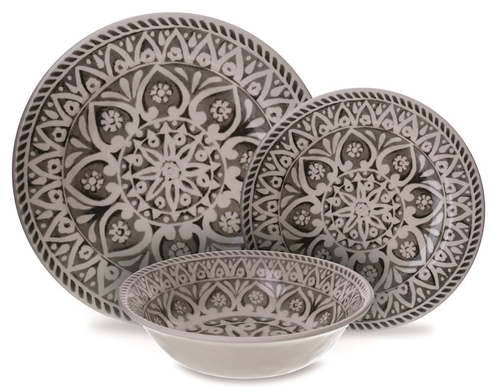 Cerâmica Sapporo - cod: 2847 - Mandy Gray Melamina KIT 4 Pratos Raso27 ...